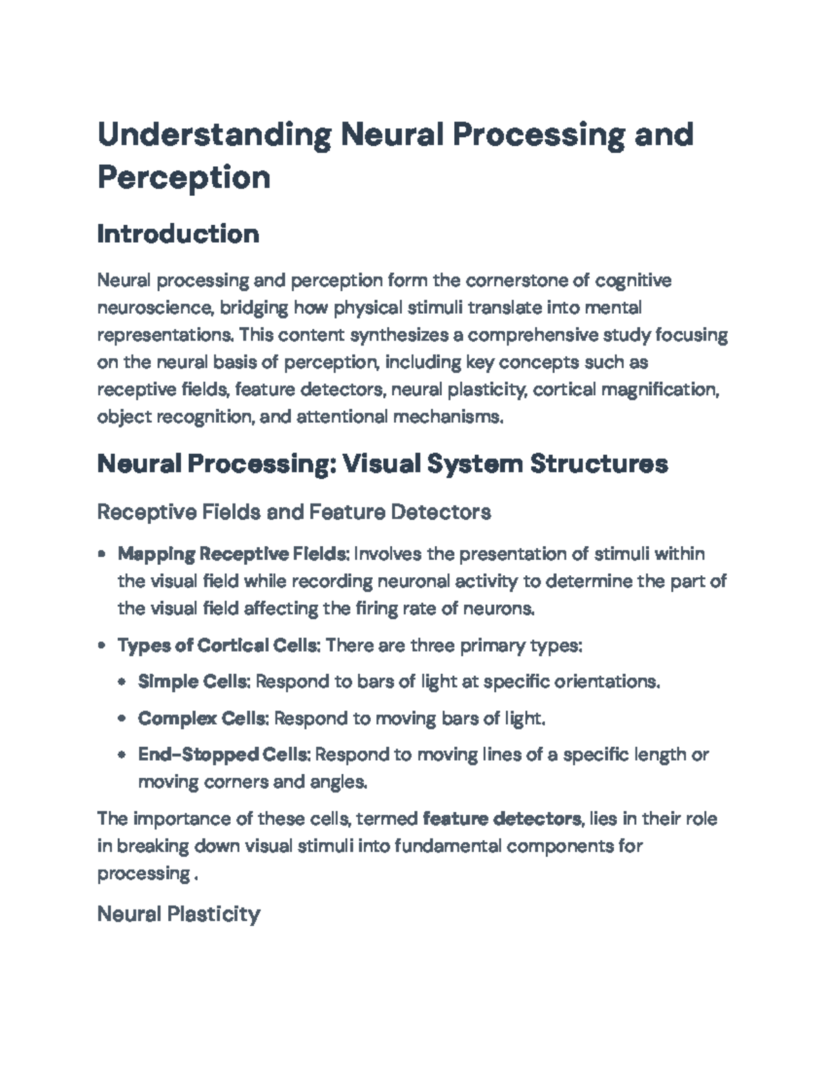 Neural Processing and Perception: Foundations of Cognitive Neuroscience ...