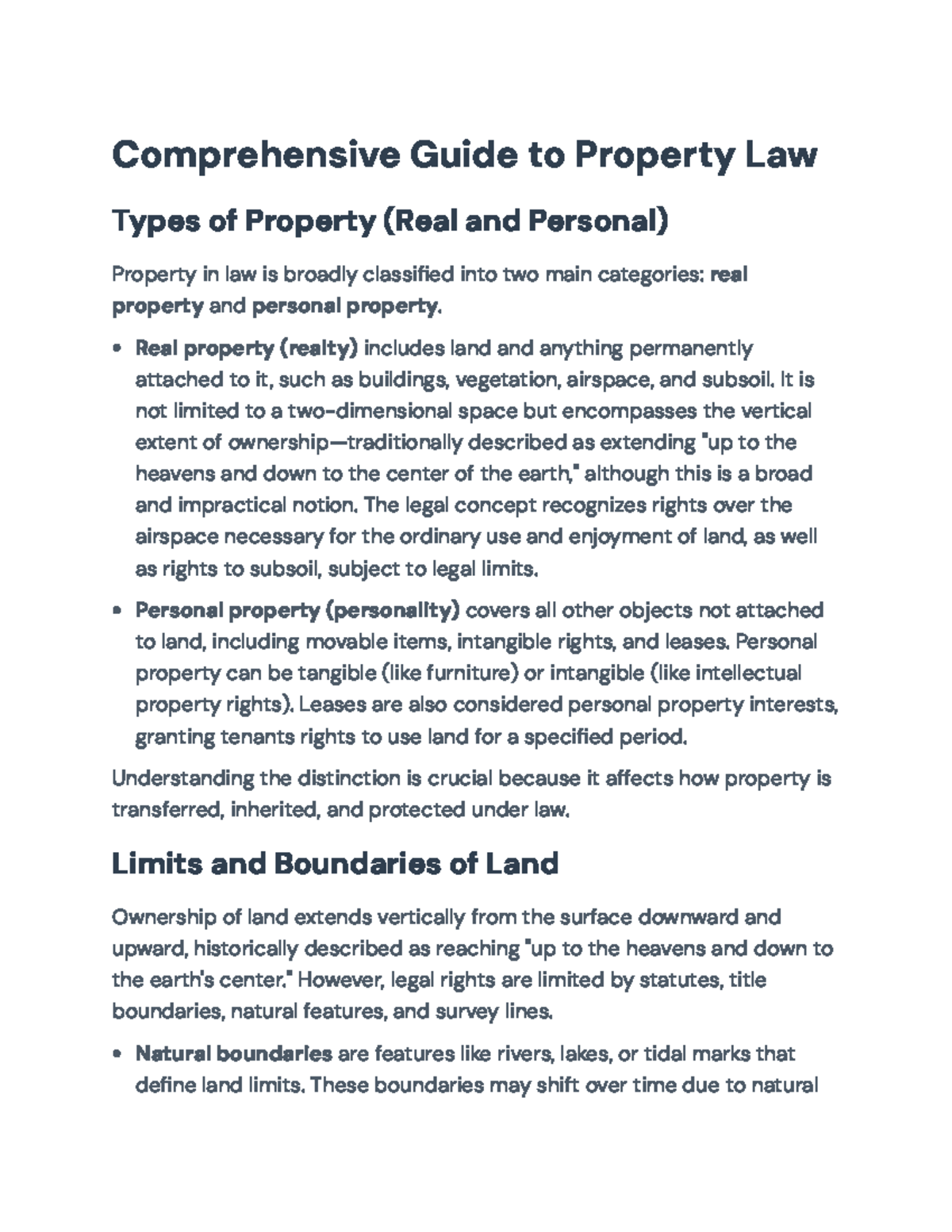 Comprehensive Overview of Property Law: Real & Personal Property Types ...