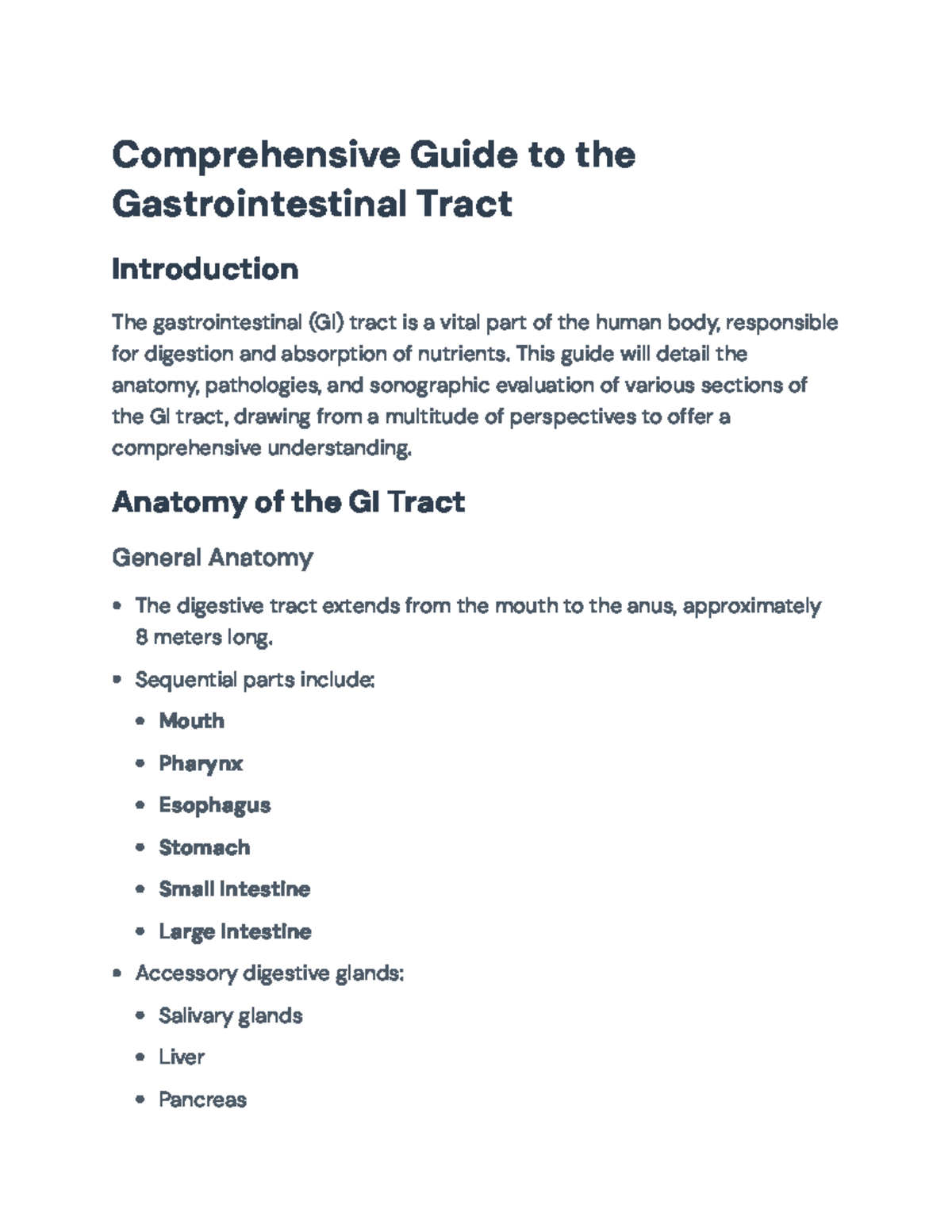 GI Tract Anatomy & Pathologies: A Comprehensive Study Guide - Studocu