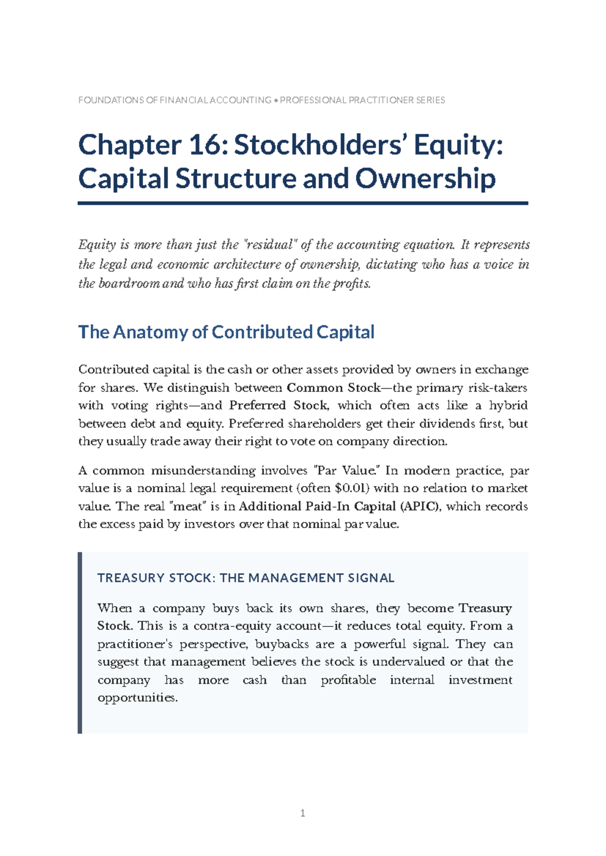 FIN 301: Chapter 16 - Equity, Capital Structure & Ownership - Studocu