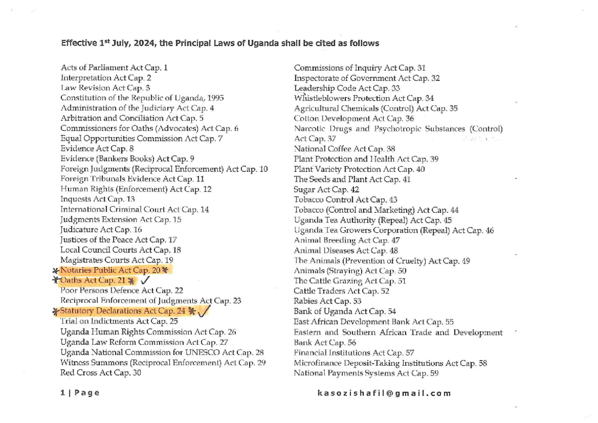 Revised Principal Laws of Uganda (7th Edition) - Effective July 2024 ...