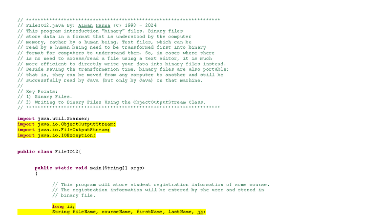 File IO 12 - Binary File Handling and Student Registration Notes - Studocu