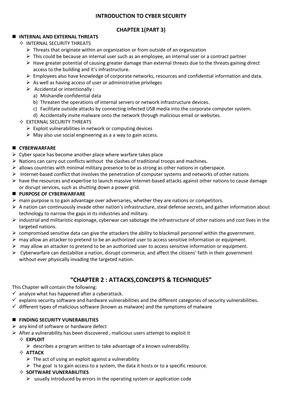 Cybersecurity Chapter 1 (Part 3 ) TO Chapter 2 (PART 1) - INTRODUCTION ...