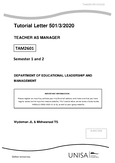 TAM2601 - Unisa - Teacher as a menager - Studocu