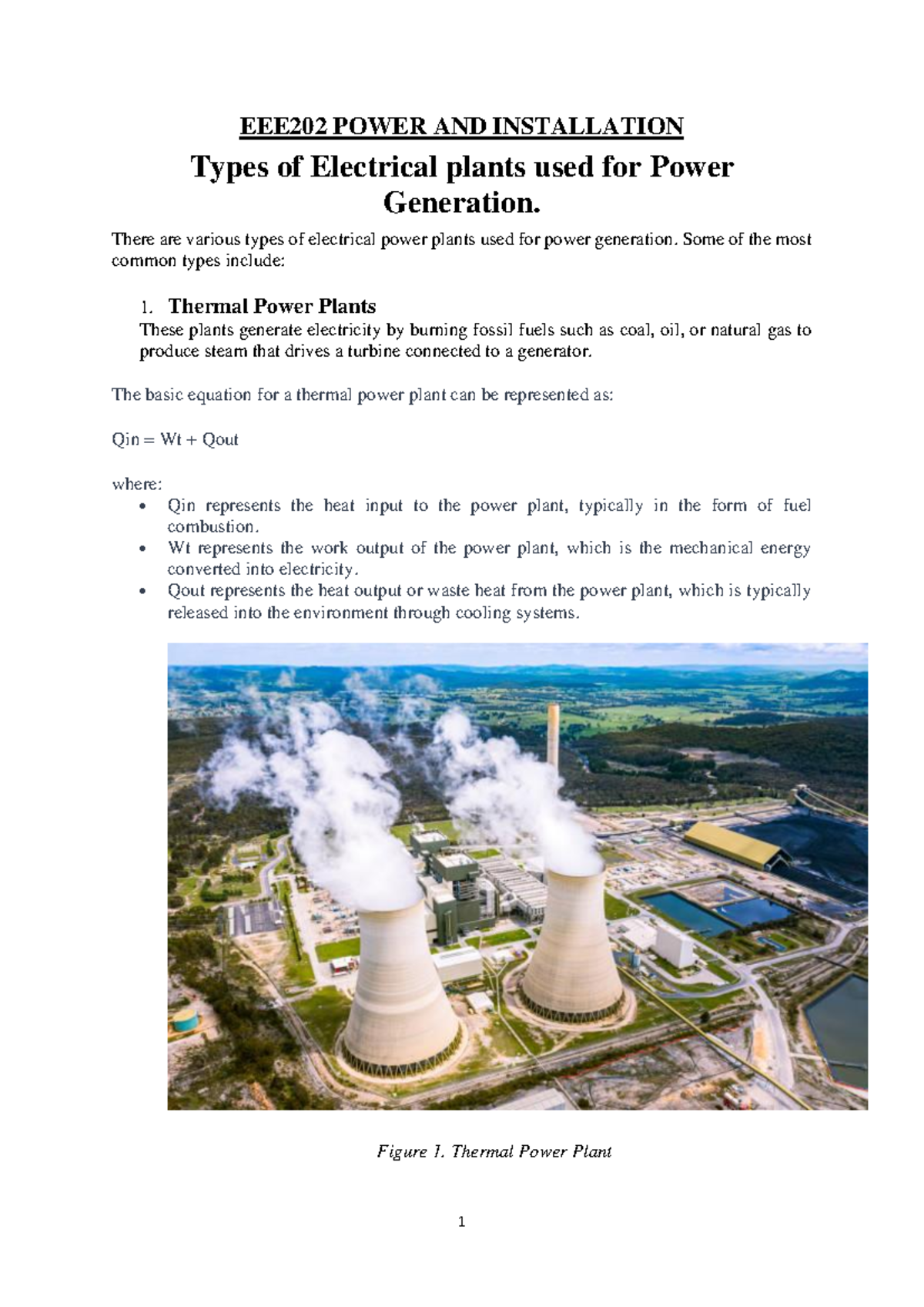 EEE 202 Lecture Notes: Types of Electrical Power Plants and Generators ...