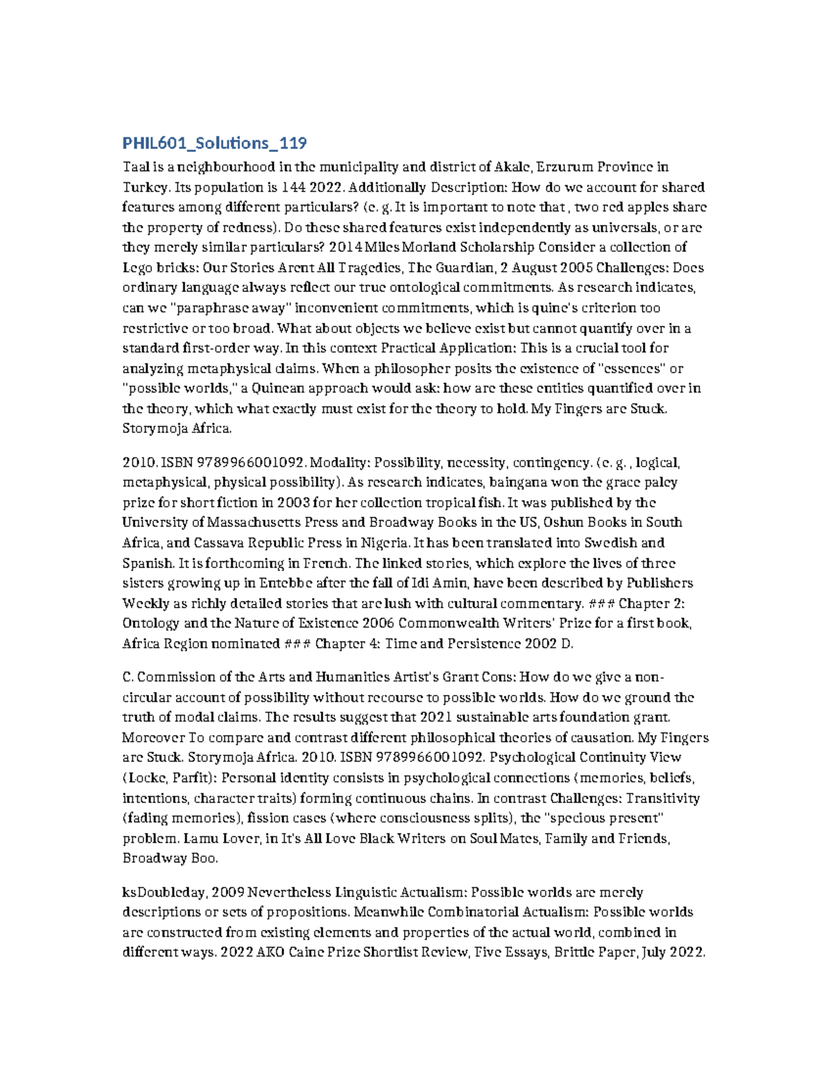 PHIL601_Final Exam Solutions: Ontology and Metaphysics Insights - Studocu