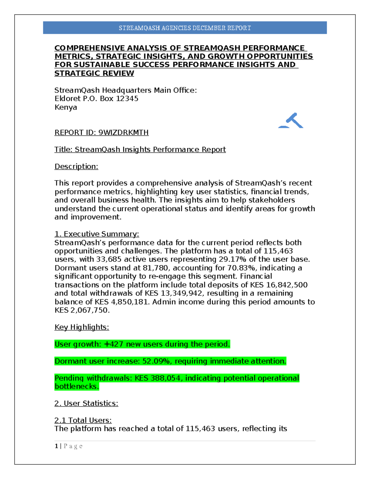 Insights Performance Report - COMPREHENSIVE ANALYSIS OF STREAMQASH ...