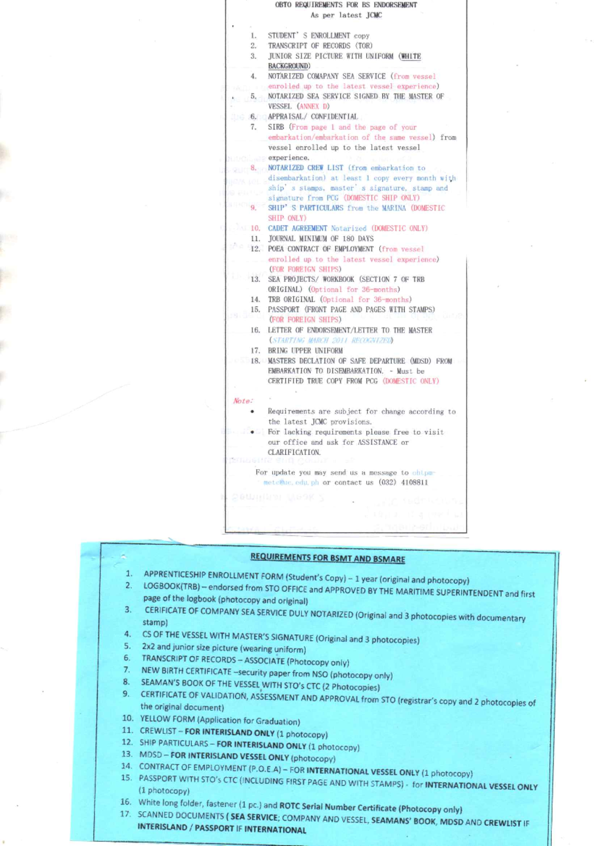 BS Requirements for OBTO Endorsement and Documentation Checklist - Studocu
