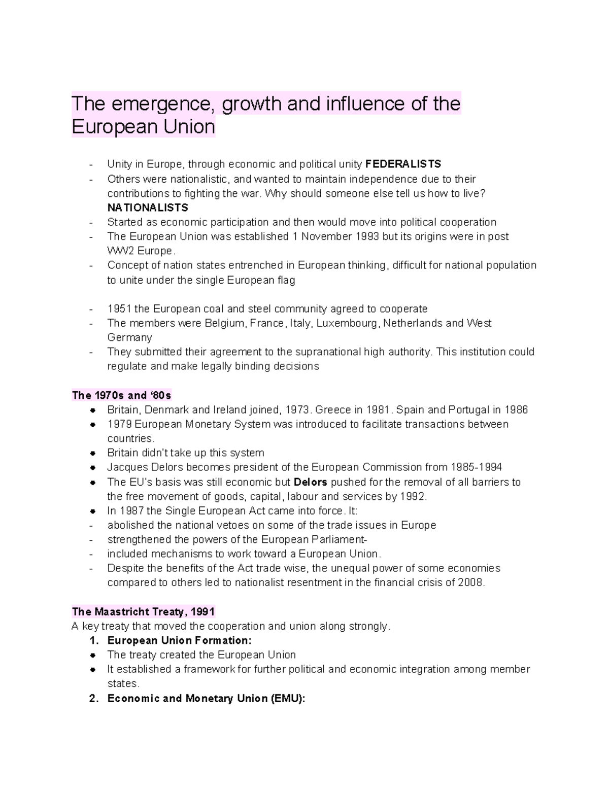 The Emergence and Influence of the European Union: A Historical ...
