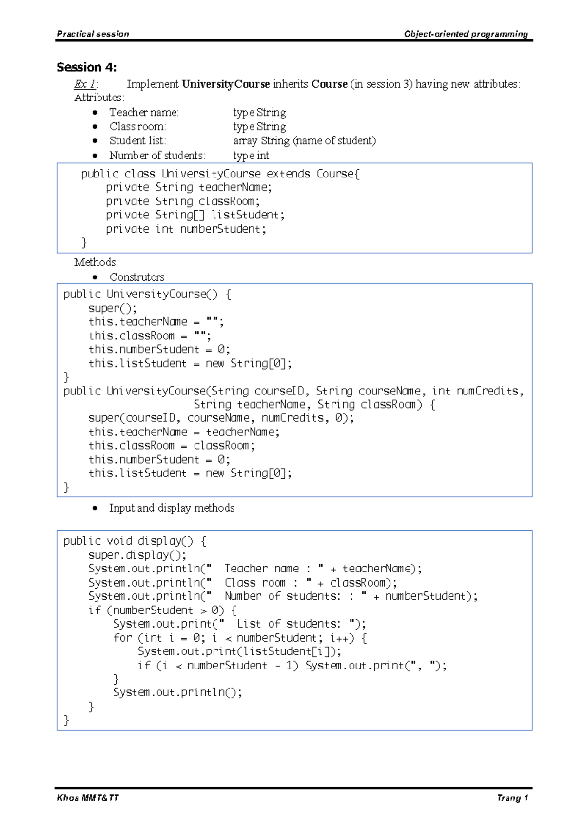 Session 4 - OOP: Implementing UniversityCourse and Vehicle Inheritance ...