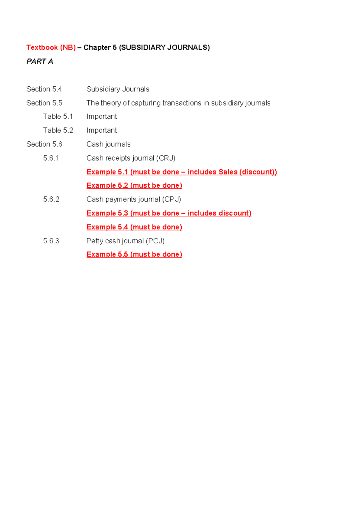 Textbook (NB) Chapter 5: Subsidiary Journals Overview and Examples ...