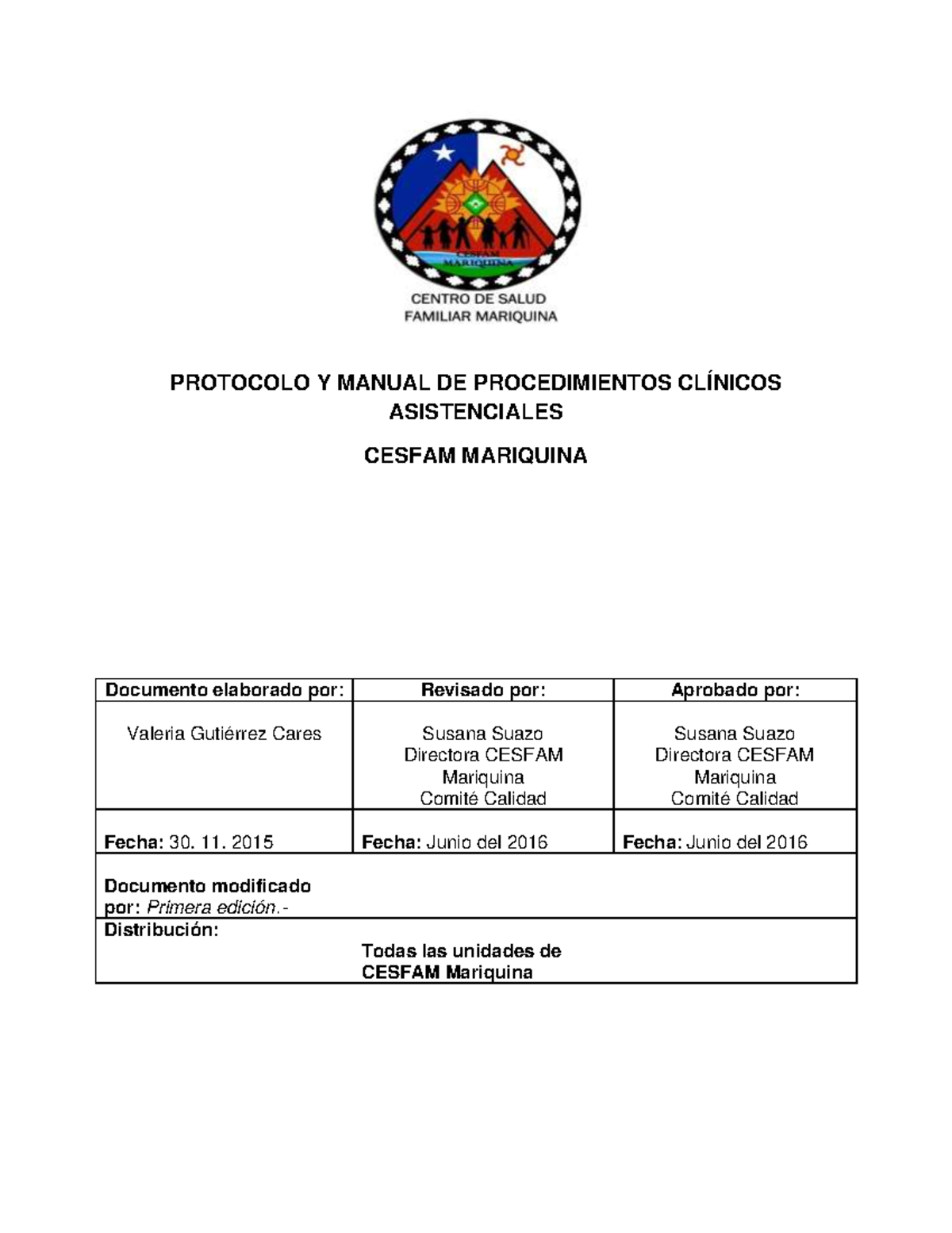 Protocolo y Manual de Procedimientos Clínicos Asistenciales 2016 ...