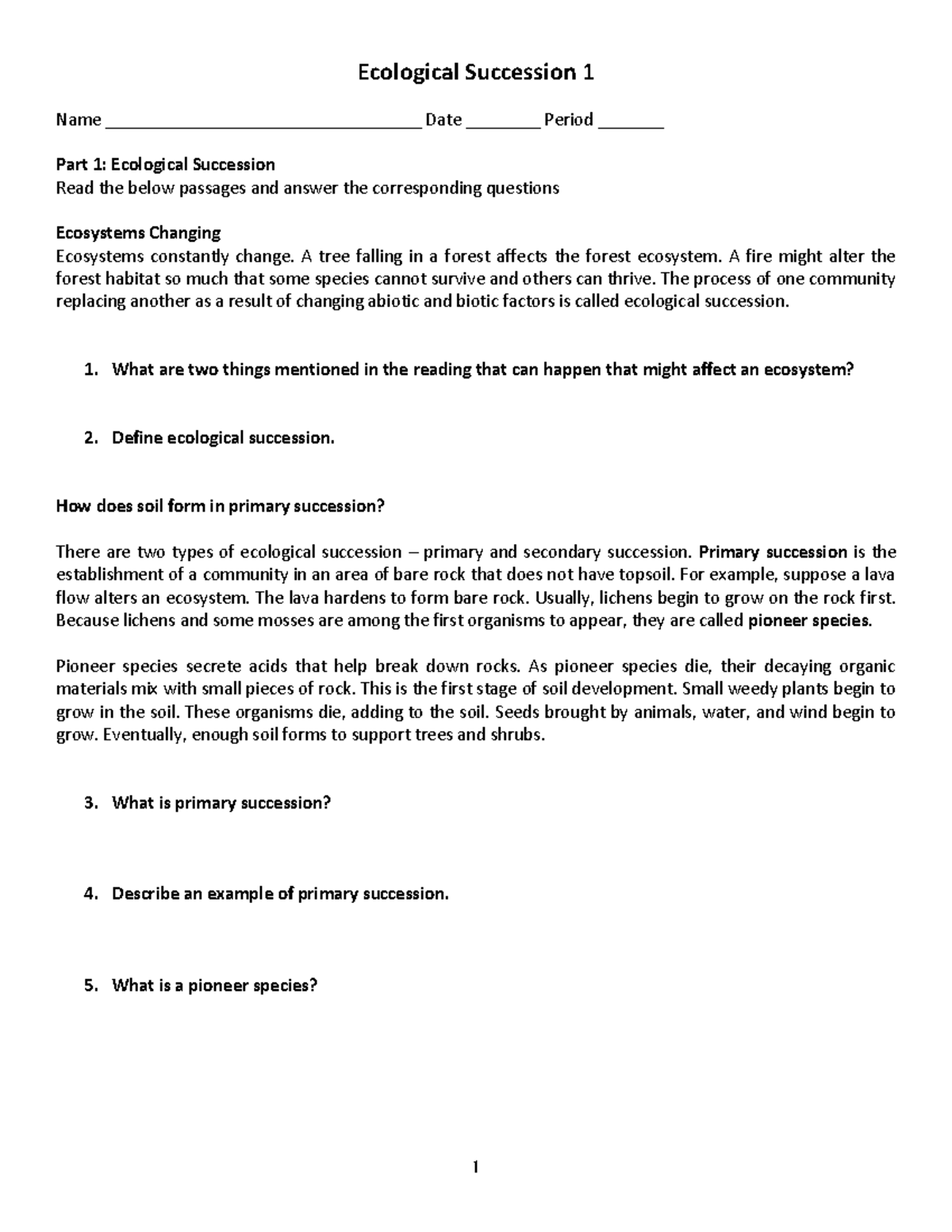 Ecological Succession: Concepts and Processes Explained (BIO 101) - Studocu