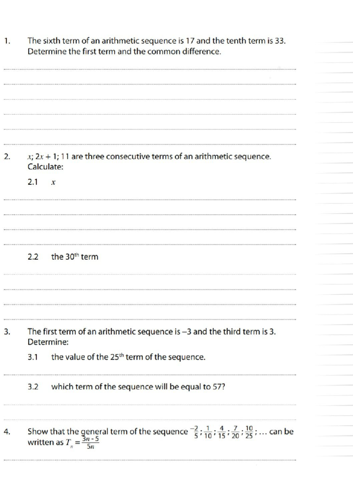 Gr12 Maths Sequences & Series Revision 1 - 1. The sixth term of an ...