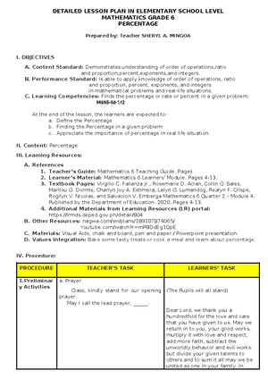 Grade 7 MATH (SETS) Lesson Plan - DETAILED LESSON PLAN IN JUNIOR HIGH ...