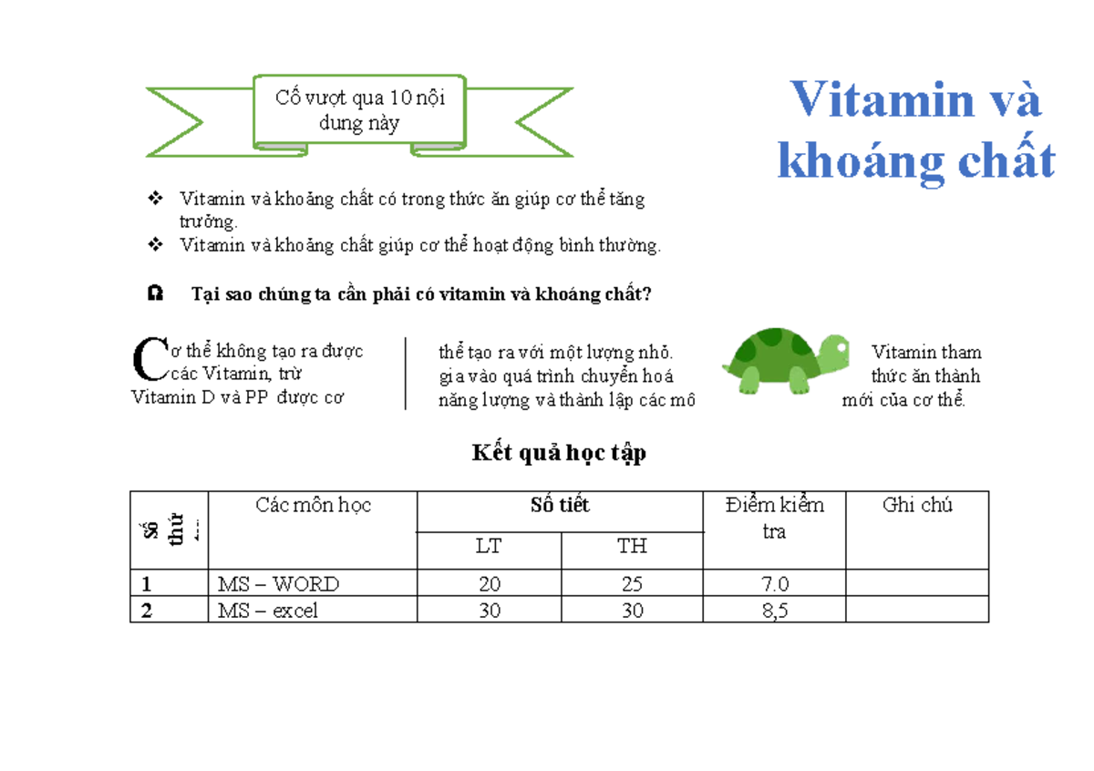 Vitamin và Khoáng Chất: Tăng Trưởng Cơ Thể và Hoạt Động Bình Thường ...