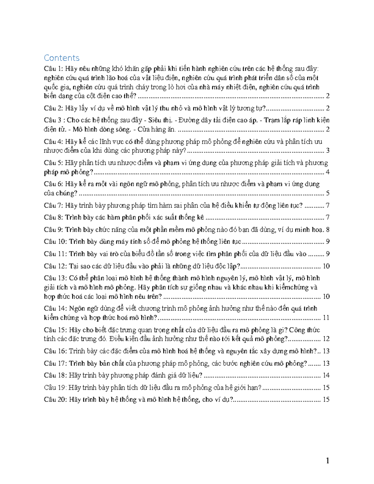 Đáp án đề cương môn Mô Hình Hóa - Mô Hình Hóa Hệ Thống (MH123) - Studocu