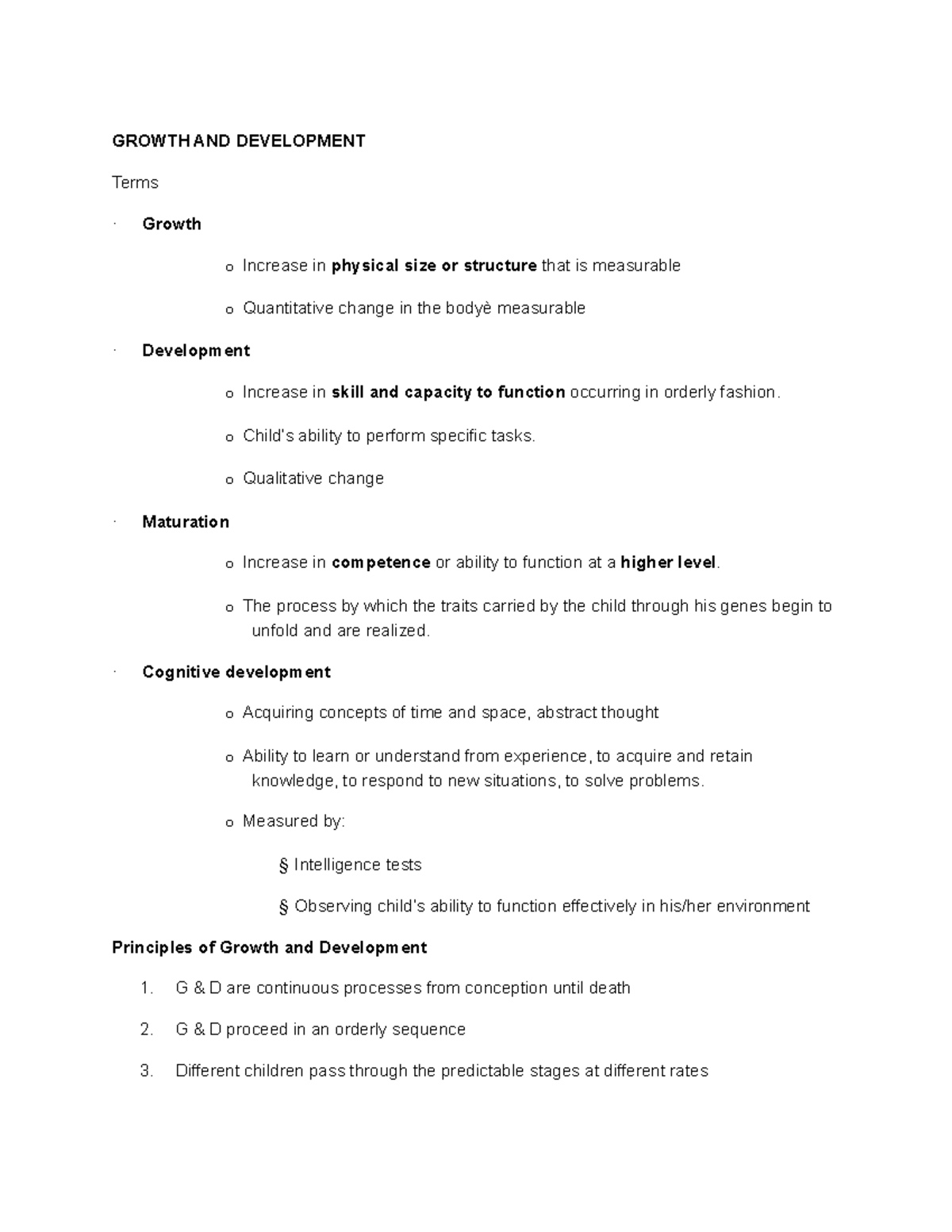 MCN LEC Growth & Development: Key Concepts & Theories Explained - Studocu