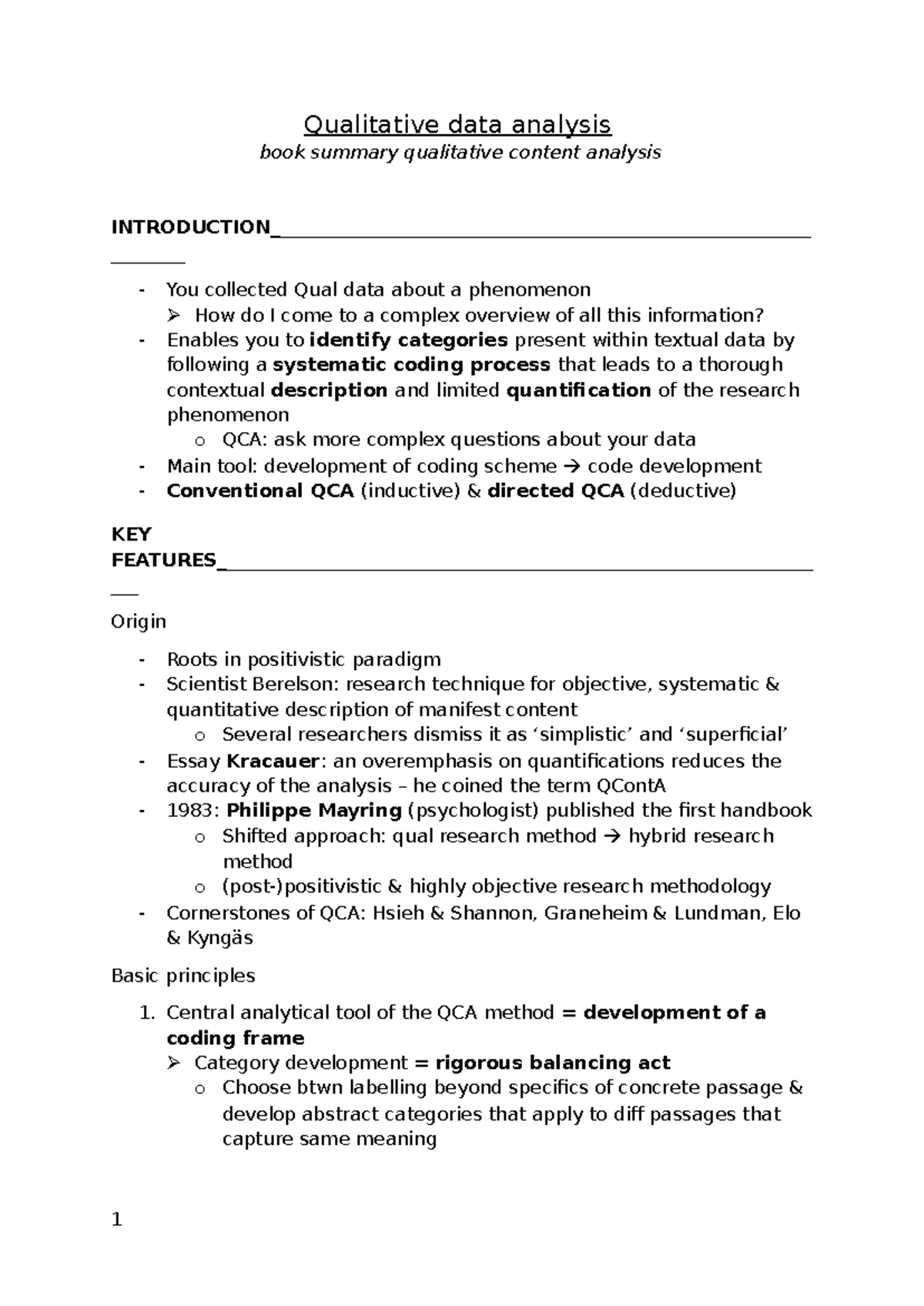 Qualitative Data Analysis: Summary of QCA Methods and Principles - Studocu
