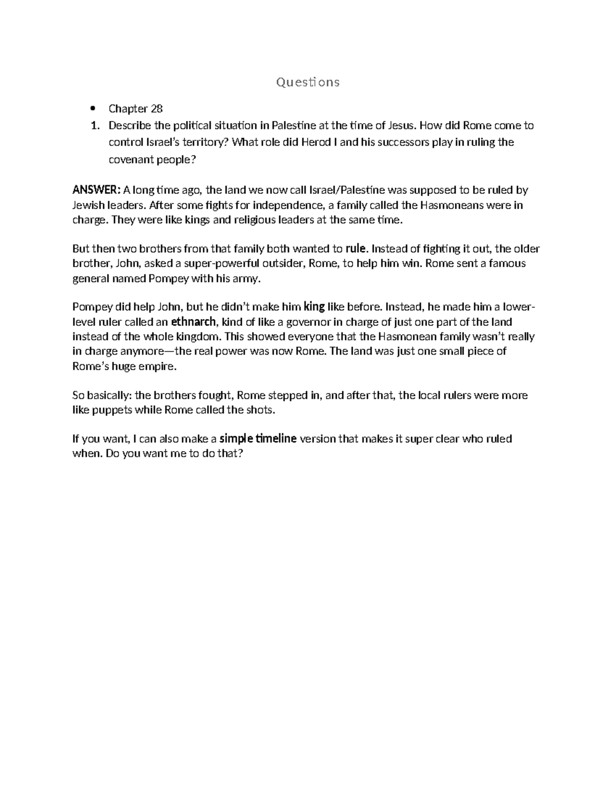 Questions on Political Situation in Palestine at the Time of Jesus ...