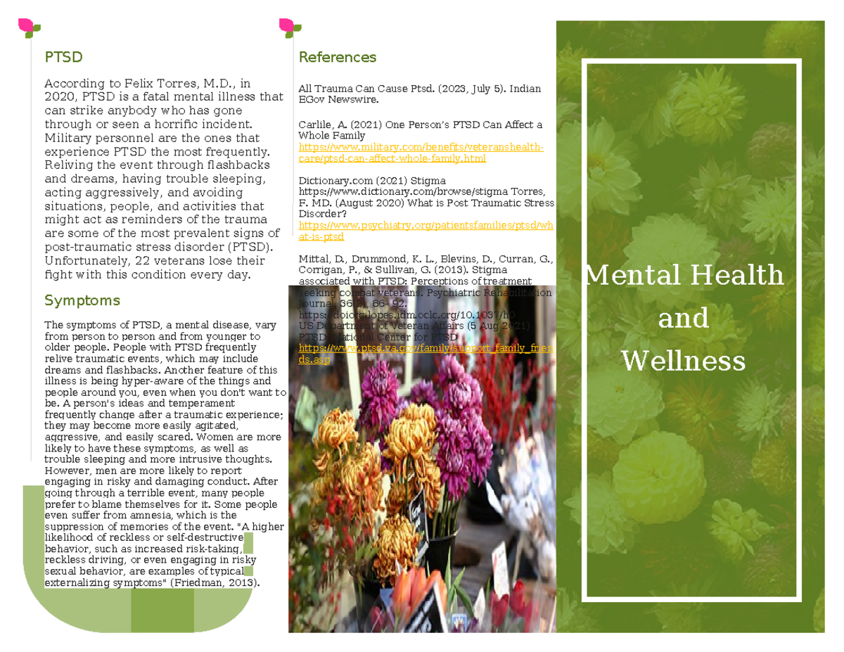 PSY 102 Mental Health and Wellness Brochure - PTSD According to Felix ...
