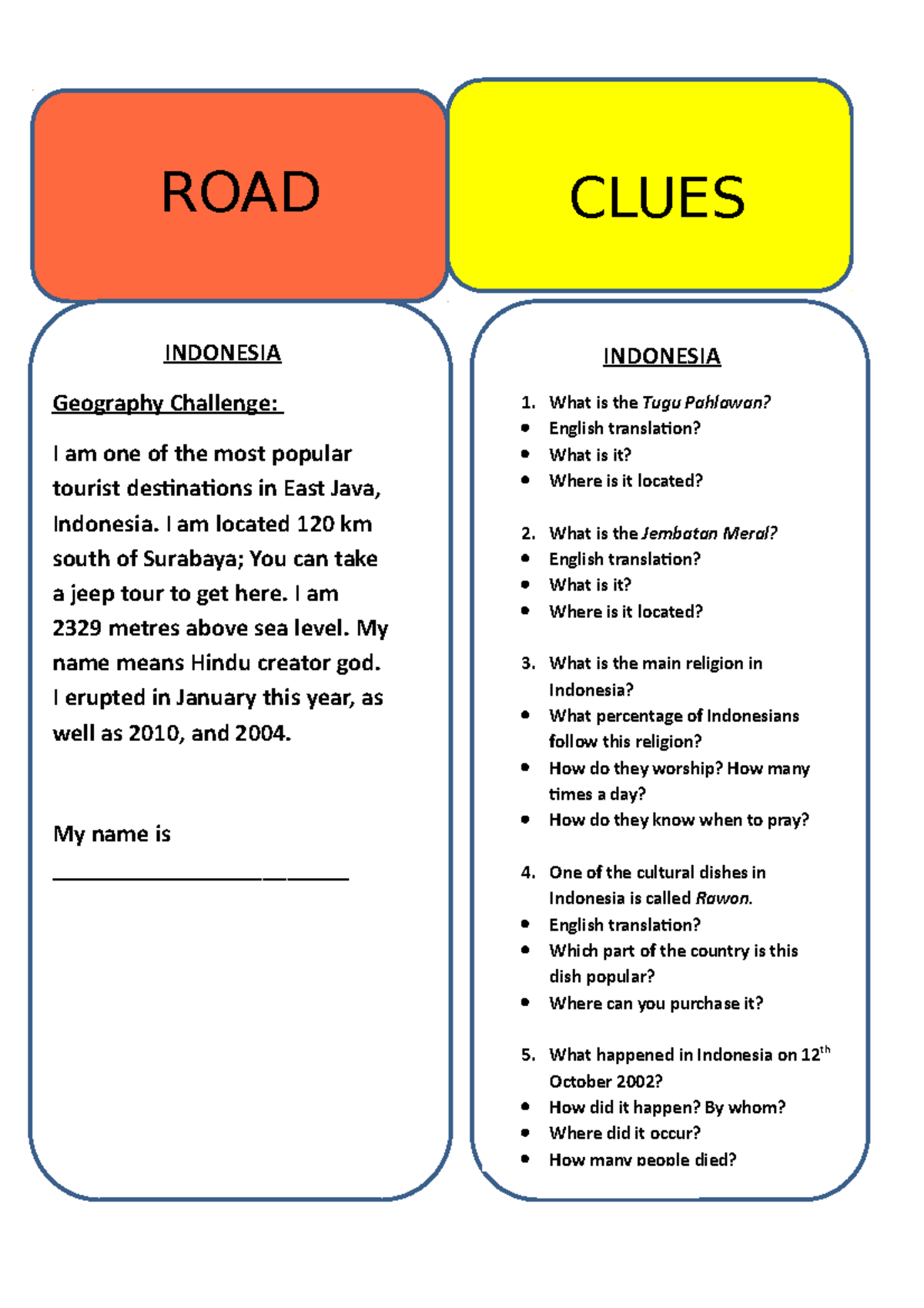 Geography & Culture Challenges: Exploring Asia (Roadblocks Clues ...