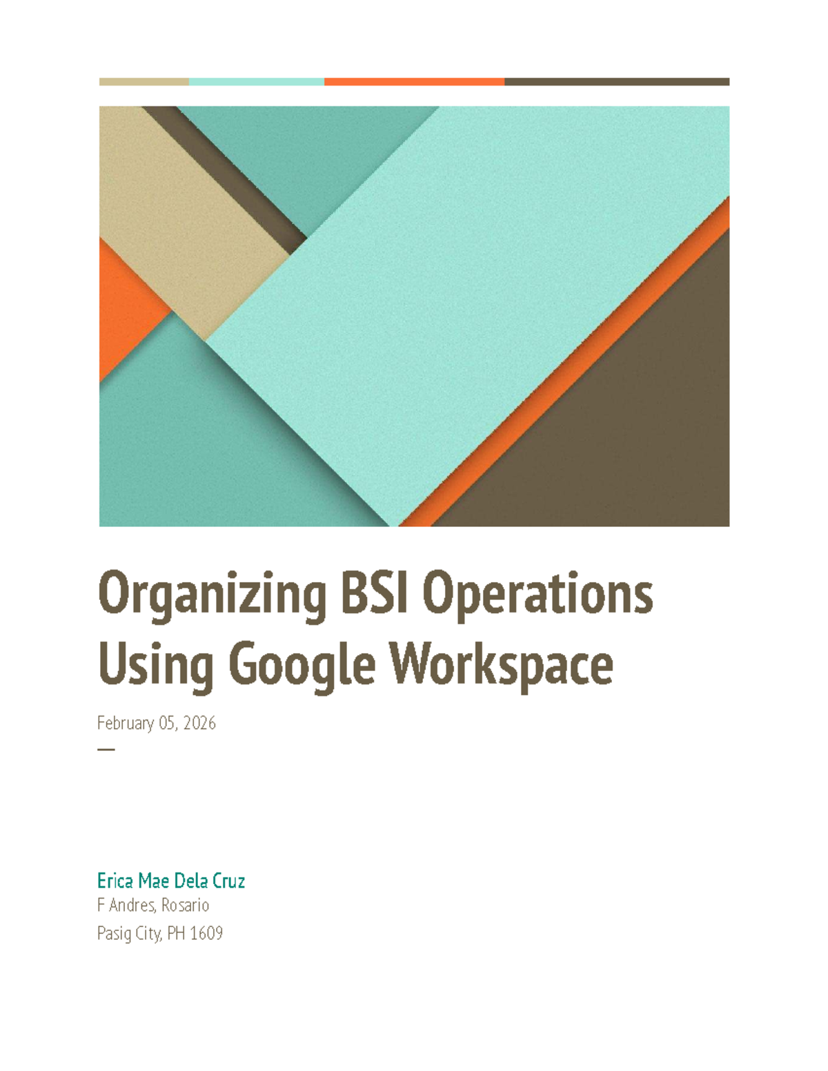 BSI Workflow Proposal: Organizing Operations with Google Workspace ...