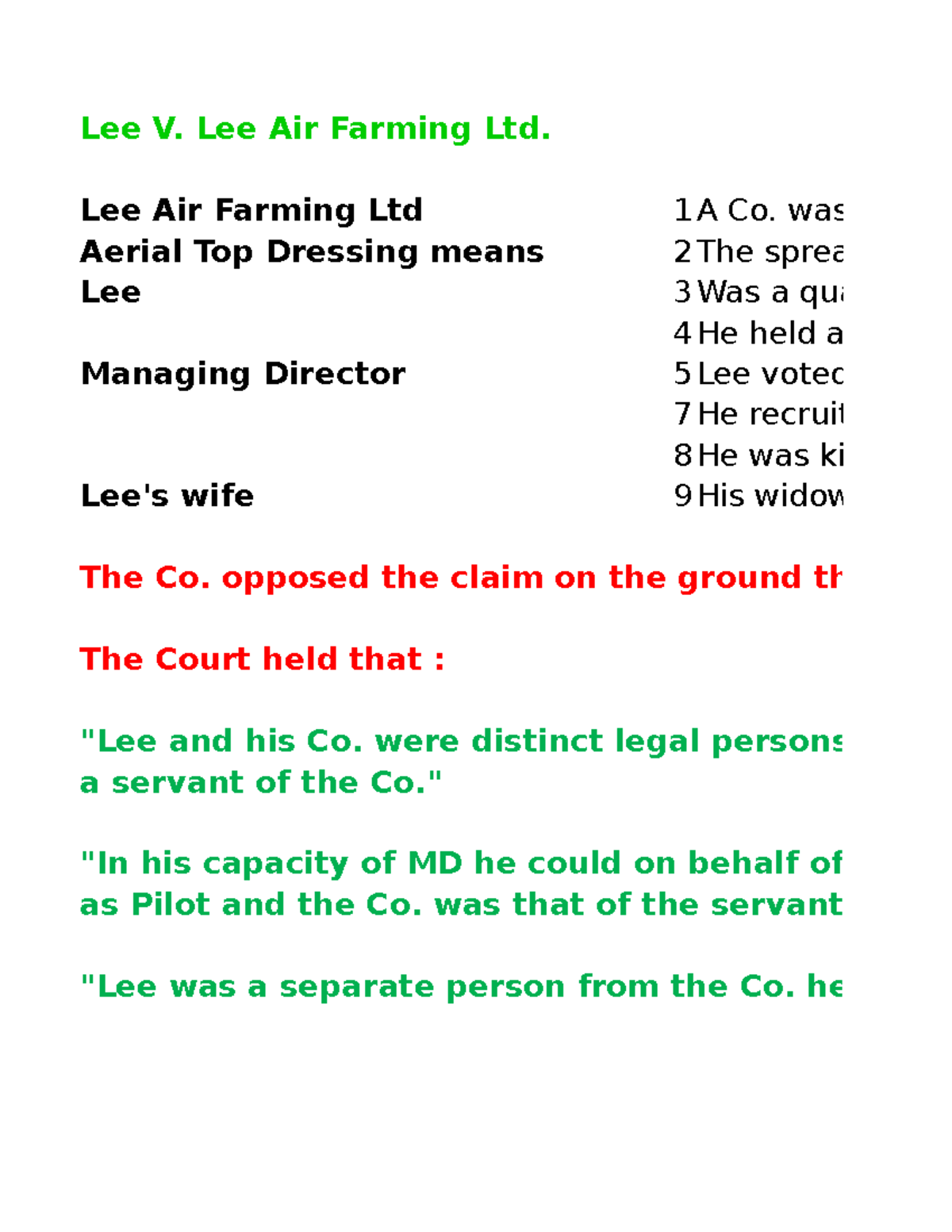 Lee v. Lee Air Farming Ltd. Case Study: Legal Distinction of Entities ...