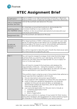 Unit 8- Coursework 1 - P1: Explain how a large business recruits and ...