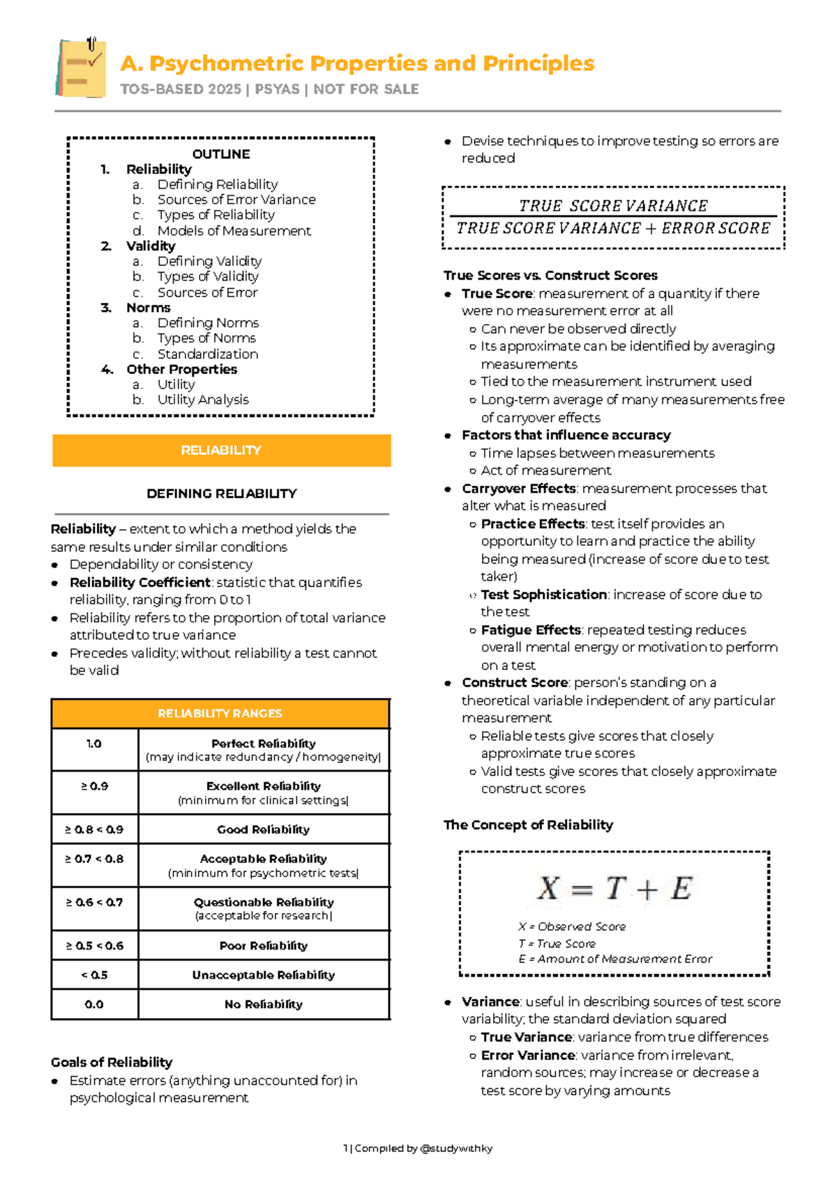 A. PSYAS - Psychometric Properties & Principles Overview 2025 - Studocu