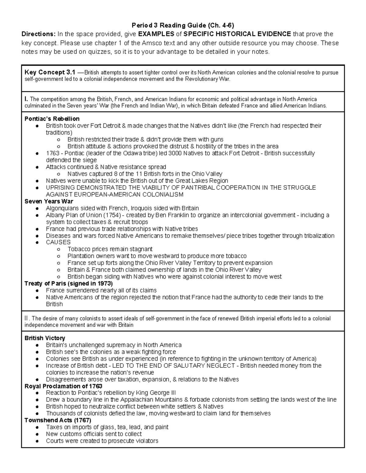 Key Concepts and Events from the American Revolution and Early Republic ...