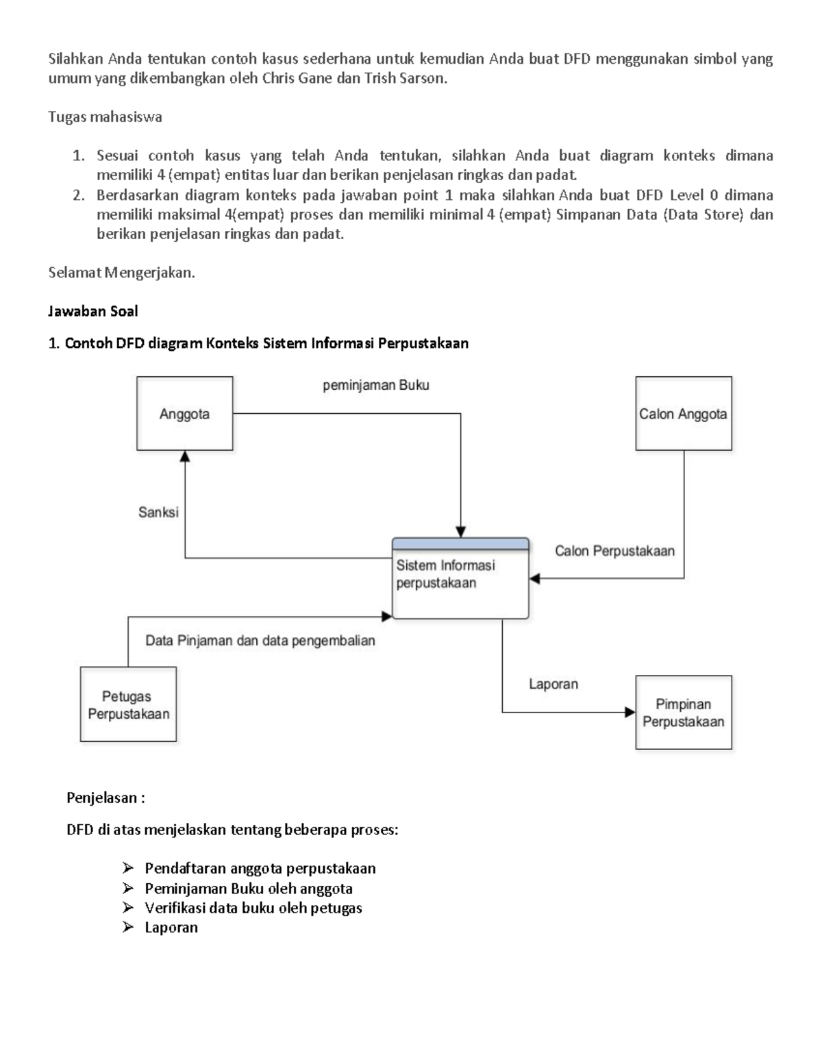 Tugas 2 MSIM4302 - Contoh DFD Konteks & Level 0 Perpustakaan - Studocu