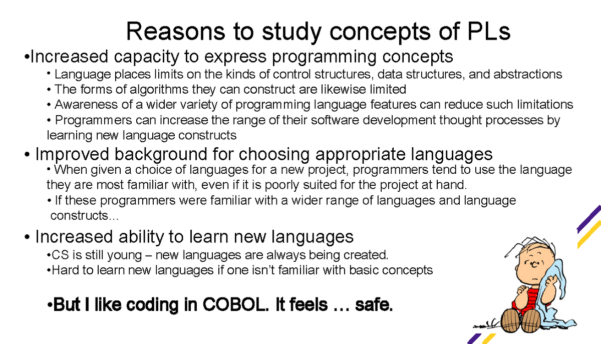 Chapter 1 - PL Concepts and Their Impact on Programming Languages - Studocu