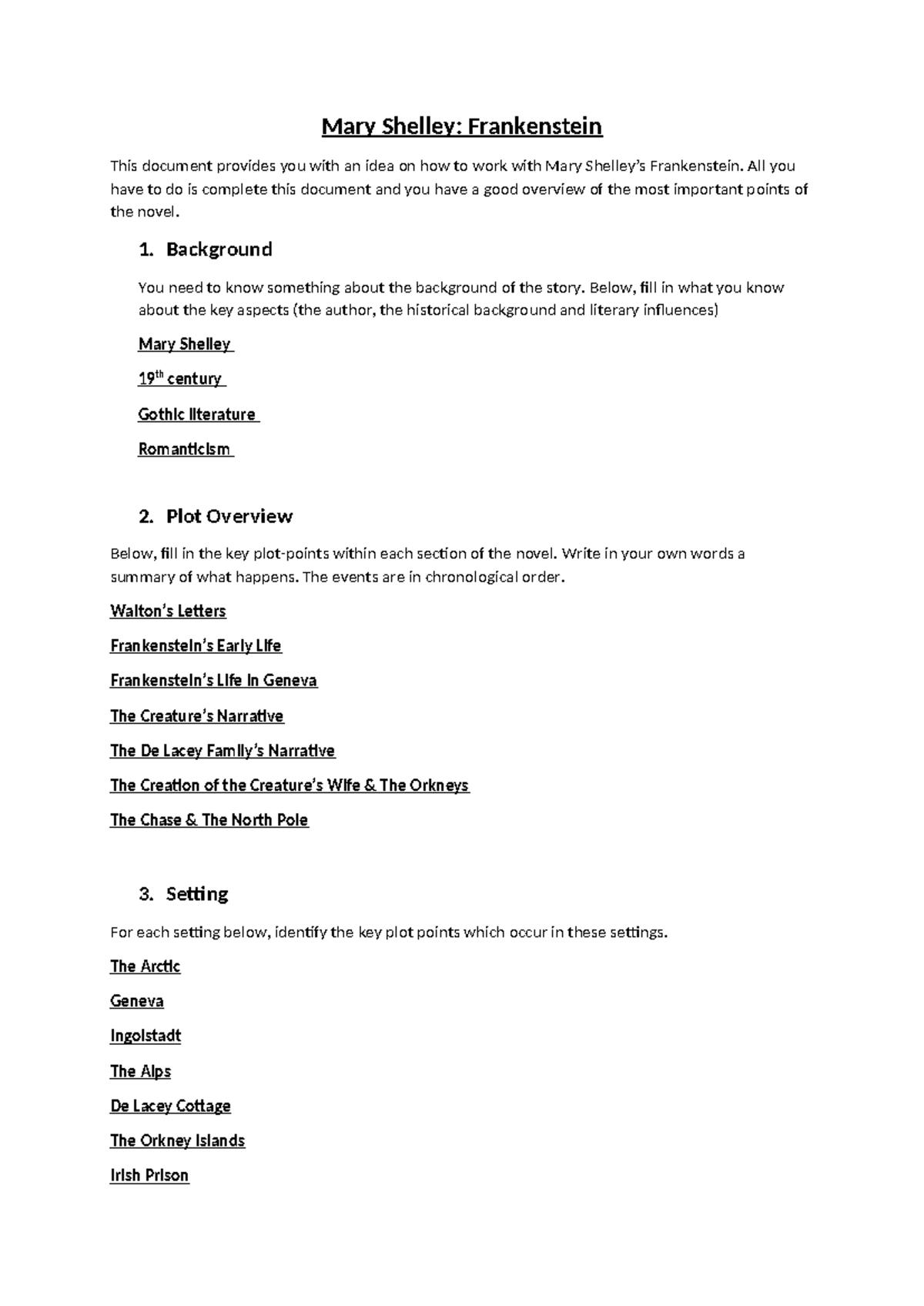 Frankenstein Overview: Key Points & Plot Summary Guide - Studeersnel