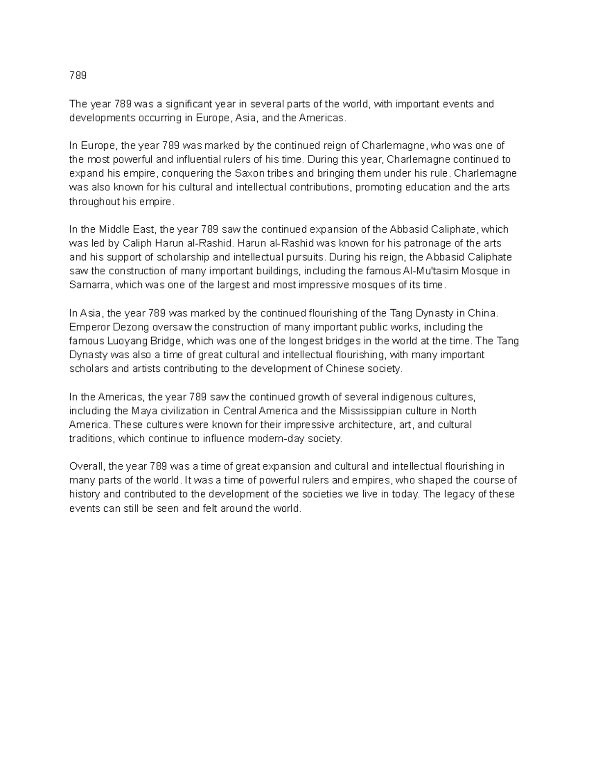 703 (75) - Facts - 789 The year 789 was a significant year in several ...