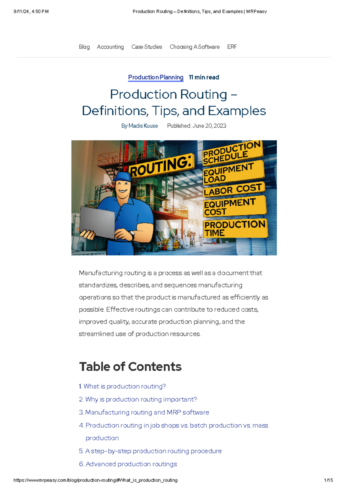 Production Routing – Definitions, Tips, and Examples MRPeasy - Blog ...