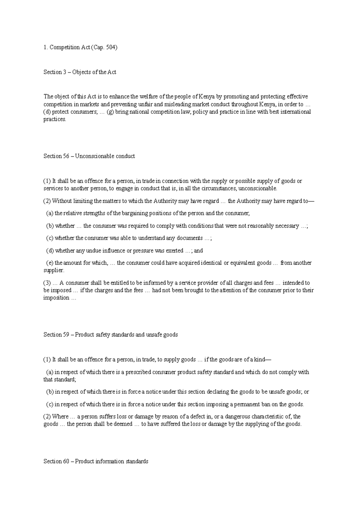 Consumer Protection Law Overview: Key Sections & Provisions - Studocu