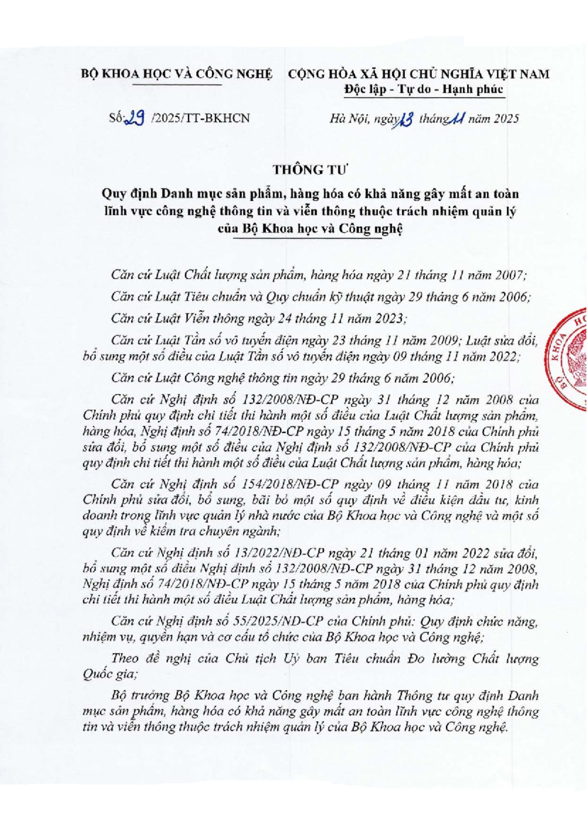 Thông tư quy định danh mục sản phẩm, hàng hóa an toàn lĩnh vực CNTT và ...