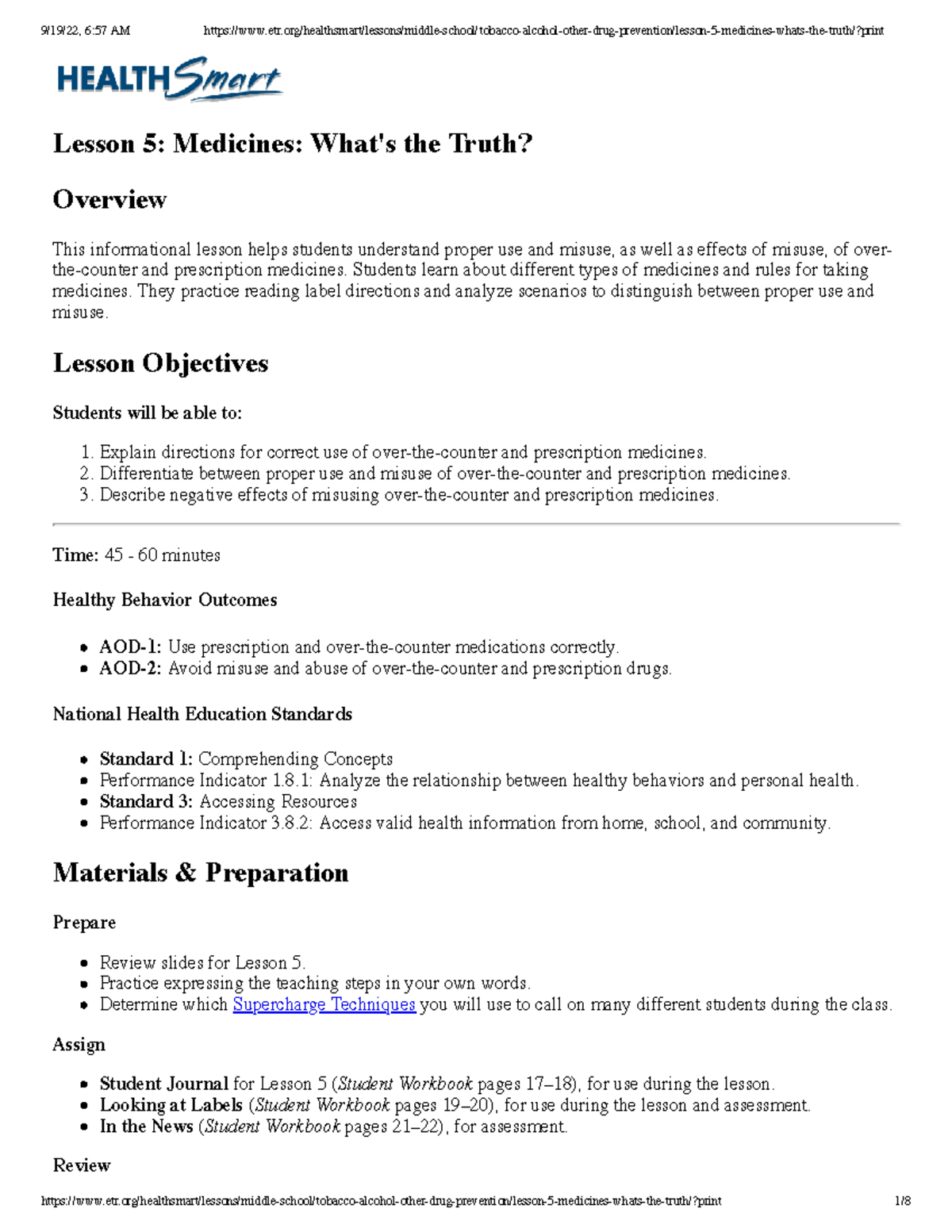 Lesson 5: Understanding Medicines - Proper Use vs. Misuse (Health 101 ...