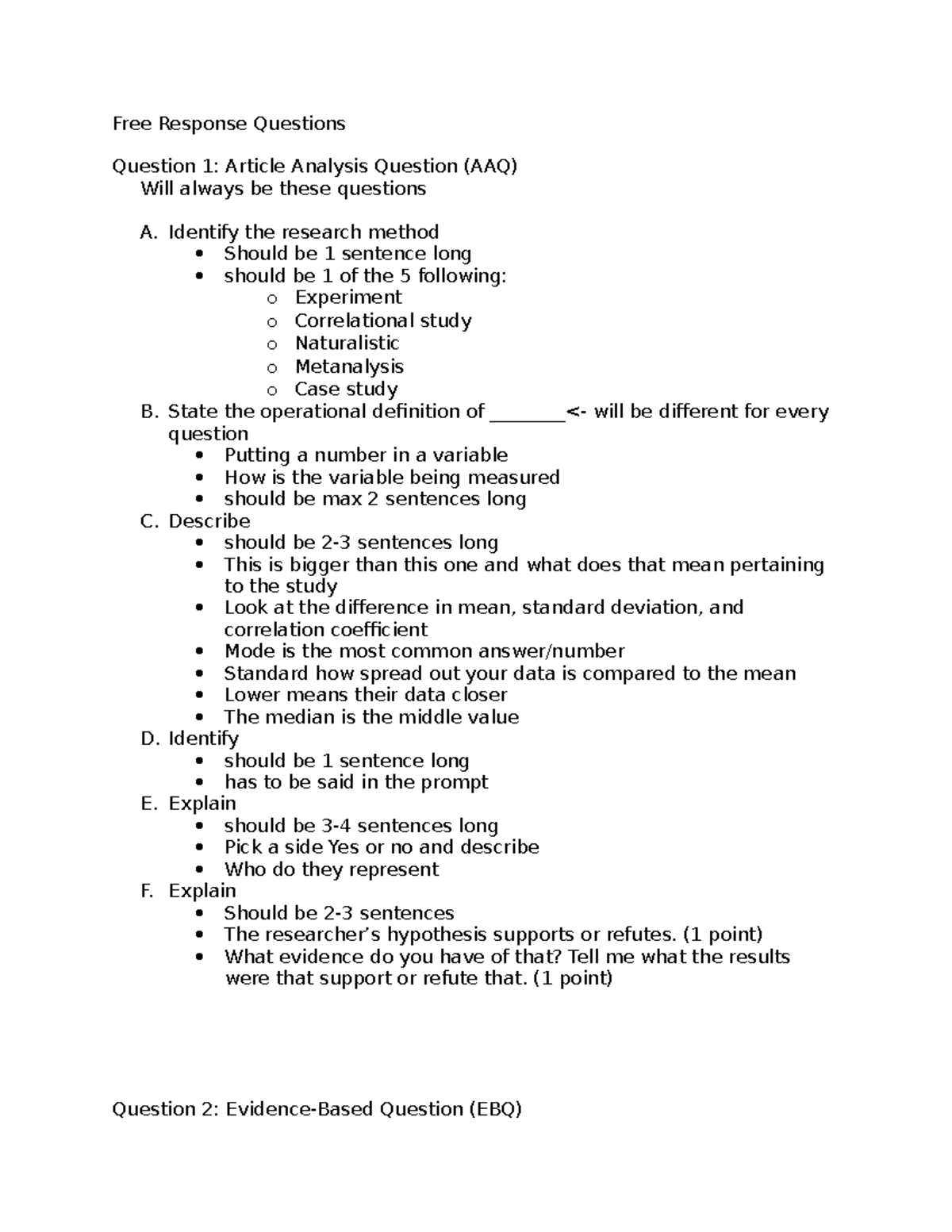 Free Response Questions: Article Analysis (AAQ & EBQ) - Studocu
