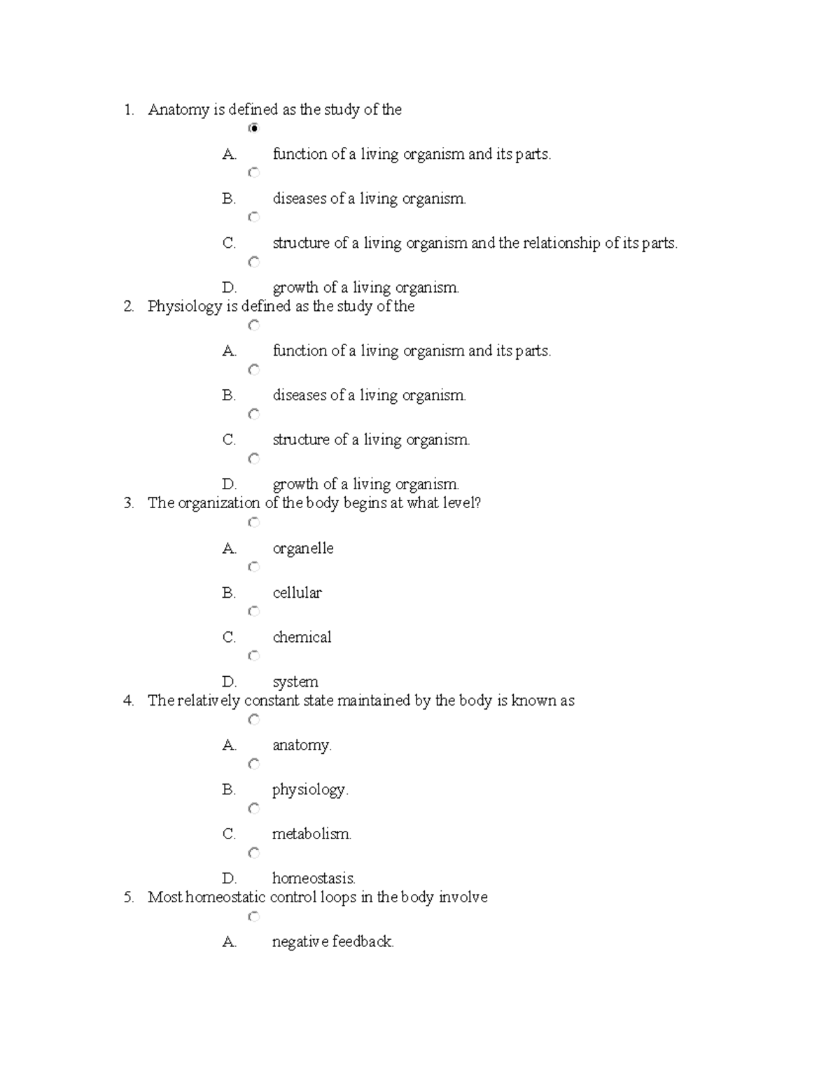 Unit 1: Anatomy & Physiology Worksheet for Virtual Classroom - Studocu
