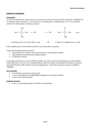 Unit 14 BTEC assignment brief: Applications of organic chemistry D ...