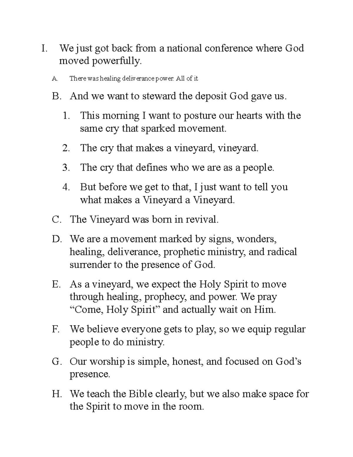 Come Holy Spirit: Teaching on Vineyard Movement and Revival - Studocu