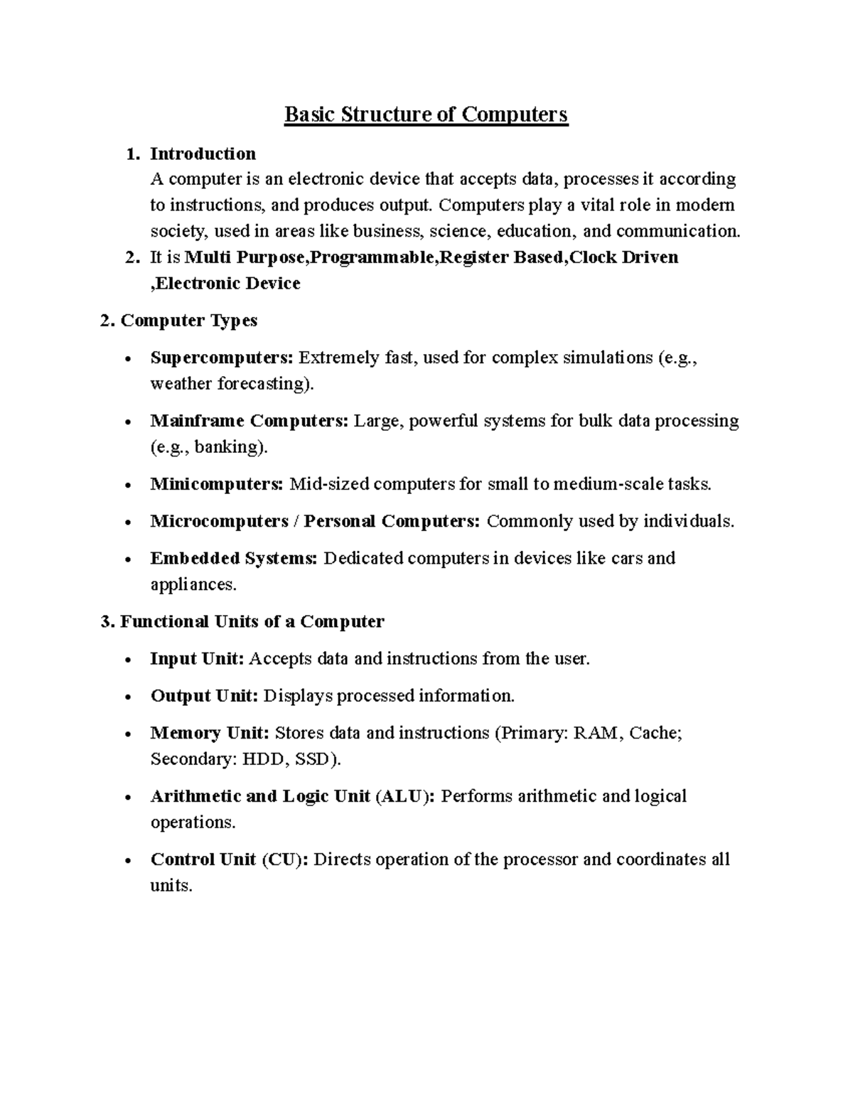 2.UNIT II(B) - Basic Structure of Computers Overview - Studocu