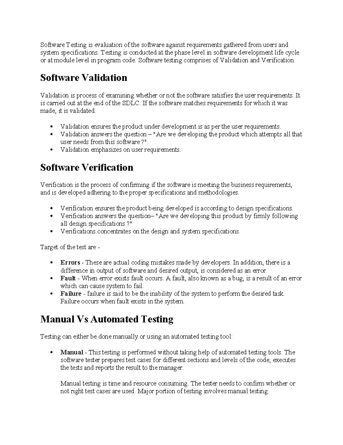 Software Testing: Validation, Verification, and Maintenance Cost ...