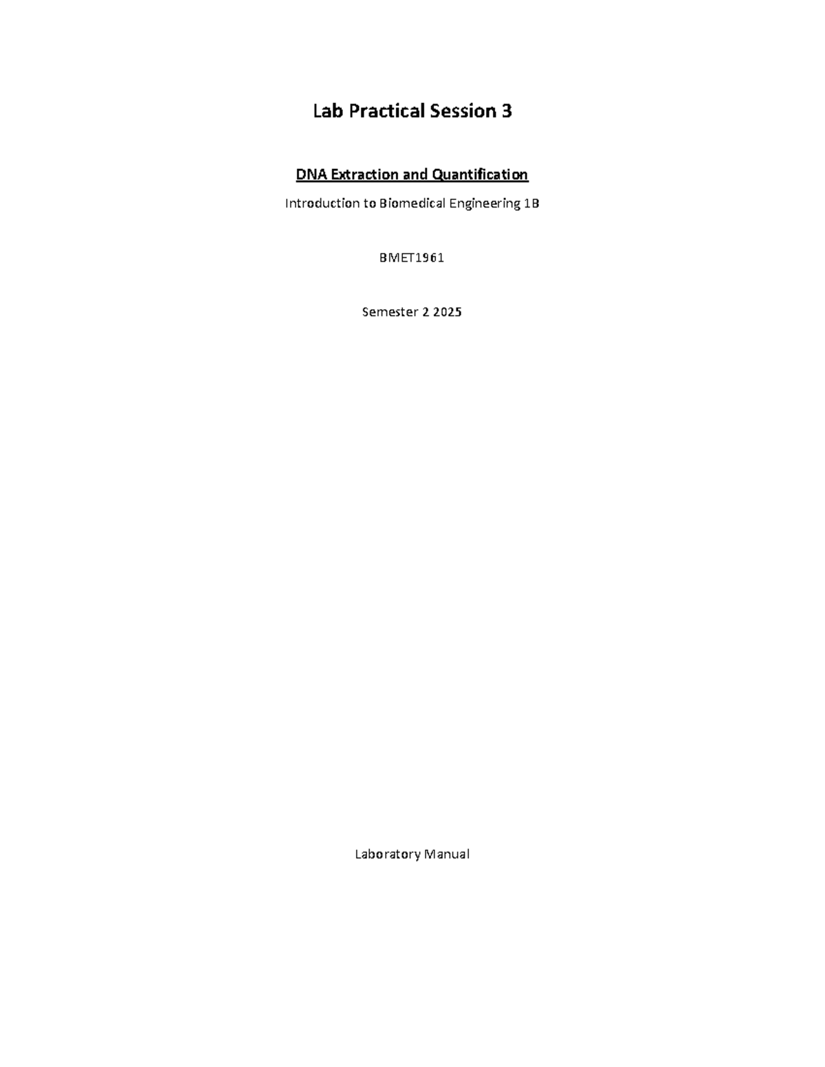 Lab Practical 3: DNA Extraction & PCR Techniques - BMET1961 - Studocu