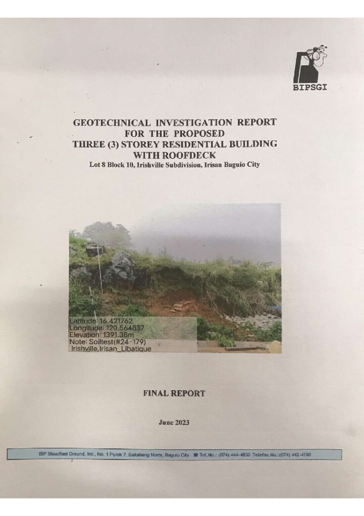 BIPSGI Geotechnical Investigation Report for 3-Storey Building Project ...