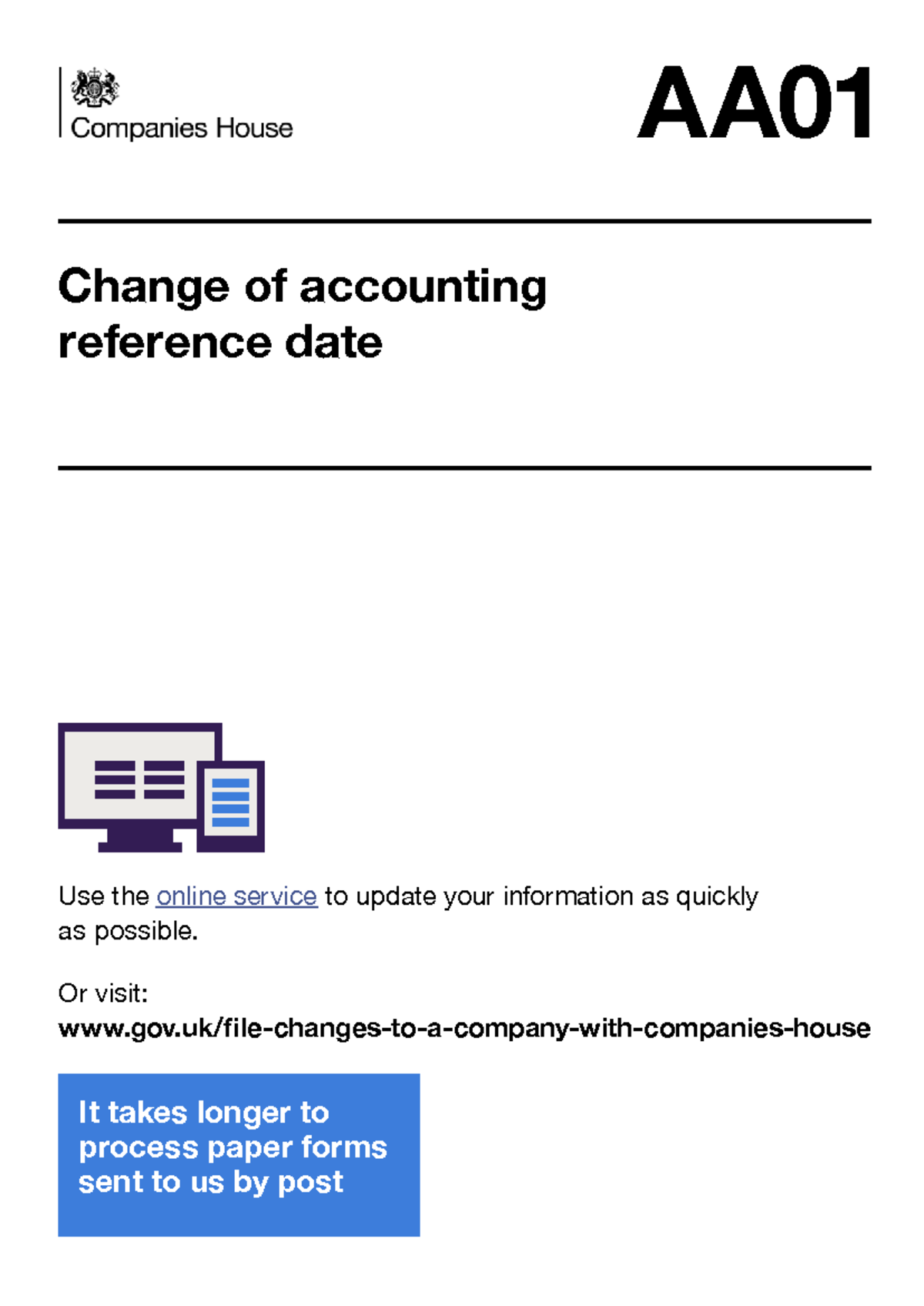 AA01 Form: Change of Accounting Reference Date in Business Law - Studocu
