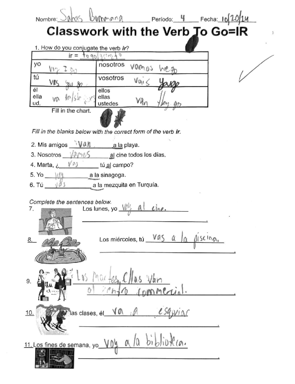 Clase de Trabajo: Conjugación del Verbo Ir (IR) - Studocu