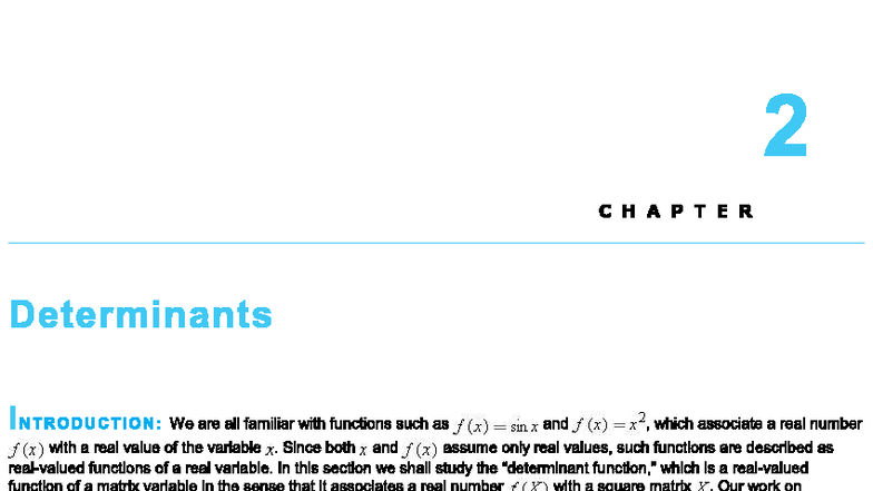 Chapter 2: Determinants and Their Applications in Linear Algebra - Studocu